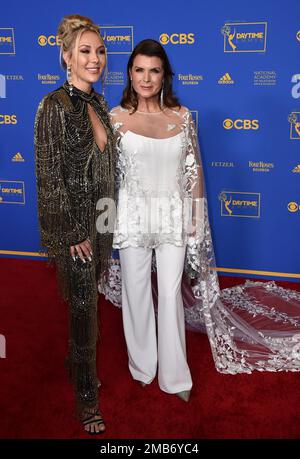 Alexes Pelzer, left, and Kimberlin Brown arrive at the 49th annual ...