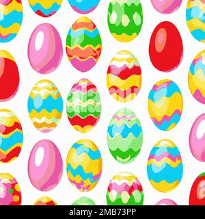 Illustration of many colorful decorated Easter eggs and flowers ...