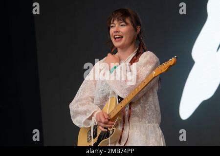 Rhian Teasdale of Wet Leg performs at the Coachella Music & Arts ...