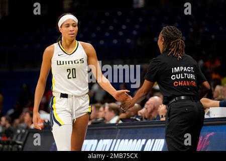 Dallas Wings forward Isabelle Harrison takes a shot during a WNBA ...