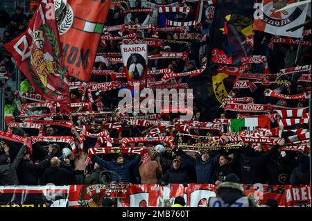 Monza fans cheer on during the Italy Cup football match between ...