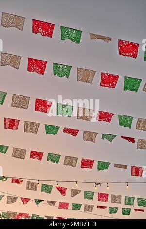 papel picado hanging in mexican festivities in public spaces, mexico ...