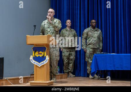 Outgoing Command Sgt. Maj. Shawn A. Klosterman delivers a farewell ...