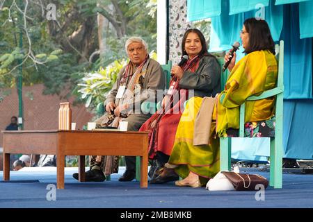 Poet Javed Akhtar with wife and actor Shabana Azmi during the Jaipur ...