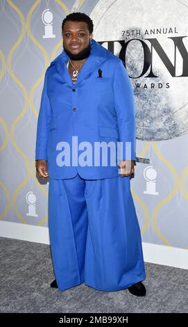 Jaquel Spivey arrives at the 75th annual Tony Awards on Sunday, June 12 ...