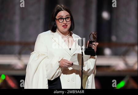 Gabriella Slade accepts the award for best costume design of a musical ...