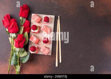Sweet fruit sushi roll for Valentine day dating dinner or brunch ...