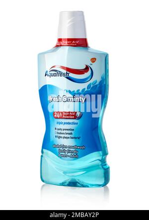 CHISHINAU, MOLDOVA - March 25, 2016: Aquafresh isolated on white ...