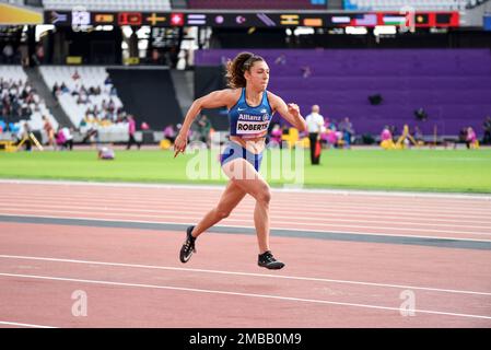 Jaleen Roberts competing in the 2017 World Para Athletics Championships long jump T37 in the ...