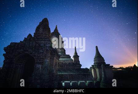 Old Bagan ( Bagan ပုဂံ ) Myanmar Night Sky Over Pagodas in Bagan ...