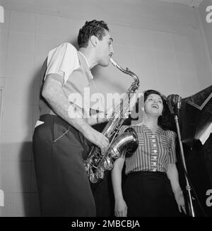 Portrait of Charlie Ventura and Lilyann Carol, National studio, New ...