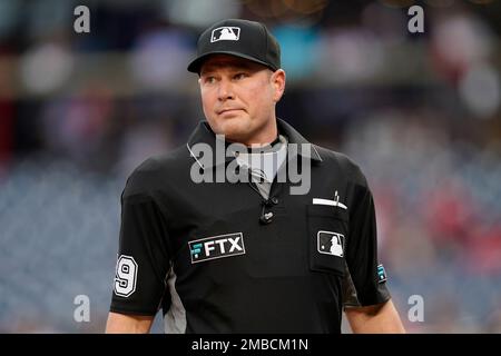 Home plate umpire Sean Barber signals during the second inning of a ...