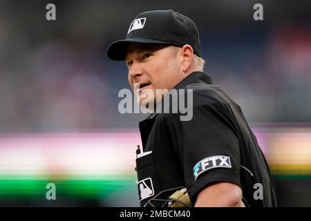 Home plate umpire Sean Barber signals during the second inning of a ...