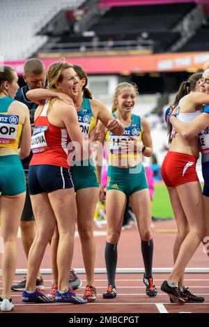 Female track athletes at the London 2017 World Championships Stock ...