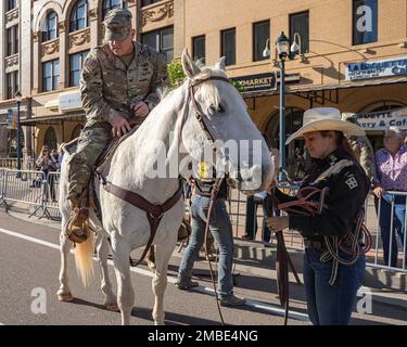 Col. Damon Wells, commander of 4th Infantry Division Artillery, hands over the battalion colors ...