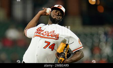 Baltimore Orioles relief pitcher Felix Bautista (74) in action during a ...