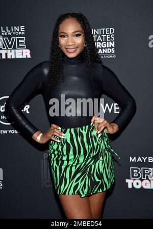 WNBA player Ari Chambers attends the Sports Illustrated Swimsuit 2022 ...