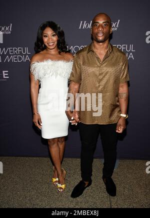 Charlamagne tha God, right, and wife Jessica Gadsden attend The ...