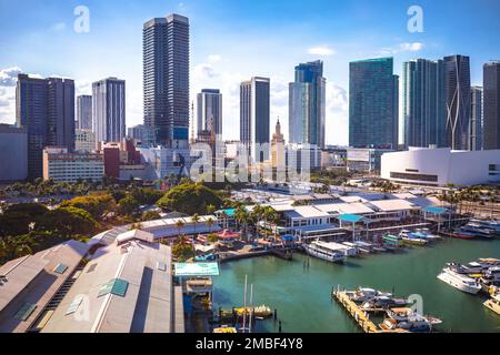 Miami downtown Bayside skyline panoramic view, Florida state, United ...