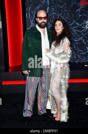 Brett Gelman, left, and Ari Dayan attend the premiere of "Stranger ...