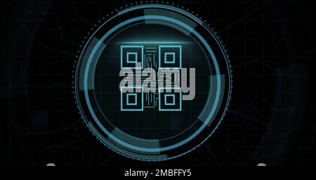 Composition of qr code and scope scanning on black background Stock ...
