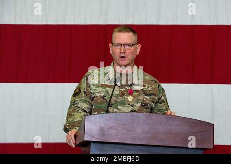 Col. Brian Moore, 51st Maintenance Group commander, speaks at the 51st ...