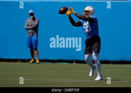 Los Angeles Chargers linebacker Tyreek Maddox-Williams participates in ...