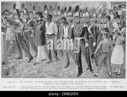 Portrait and illustrations of fugitive slave Anthony Burns escape to ...