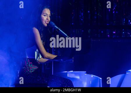 Olivia Rodrigo performs during the Sour Tour at the Coca-Cola Roxy on ...