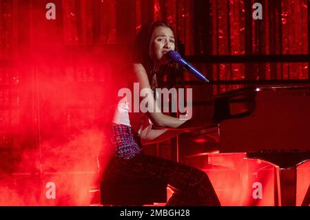 Olivia Rodrigo performs during the Sour Tour at the Coca-Cola Roxy on ...