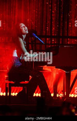 Olivia Rodrigo performs during the Sour Tour at the Coca-Cola Roxy on ...