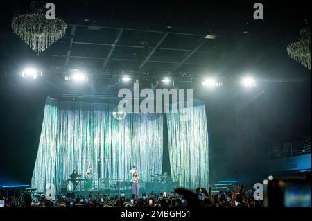 Olivia Rodrigo performs during the Sour Tour at the Coca-Cola Roxy on ...