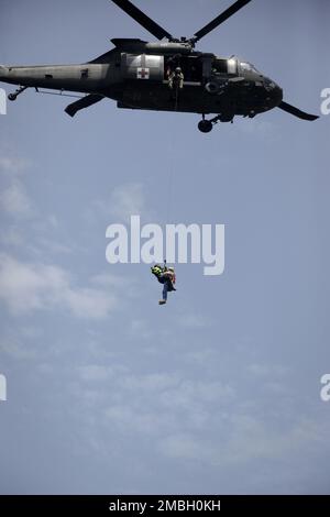 An HH-60M Medevac Black Hawk helicopter flies over airspace in Parwan ...