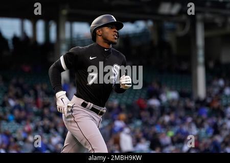 Chicago White Sox's Tim Anderson walks to the dugout after striking out ...