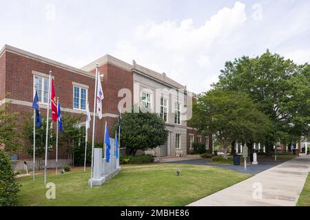 Douglas, Georgia, USA - April 17, 2022: Plaque tells the history of the ...