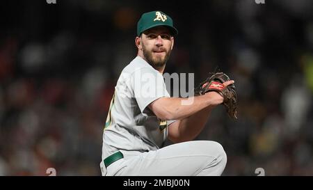 Oakland Athletics pitcher Sam Moll against the San Francisco Giants ...