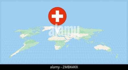Map illustration of Switzerland with the flag. Cartographic ...