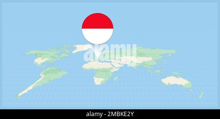 Map illustration of Monaco with the flag. Cartographic illustration of ...