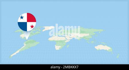 Map illustration of Panama with the flag. Cartographic illustration of ...
