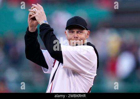 Comedian Bill Burr prior to a baseball game, Tuesday, April 19, 2022 ...