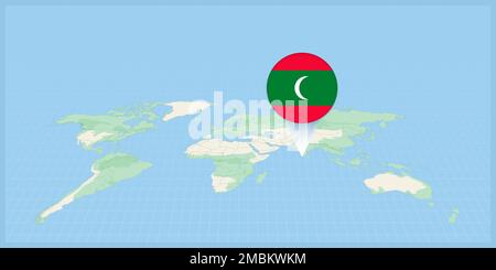 Map illustration of Maldives with the flag. Cartographic illustration ...