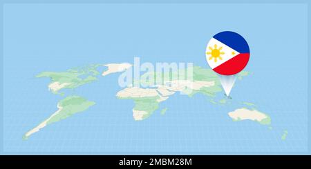 Philippines flag location map pin icon on white background. Vector ...