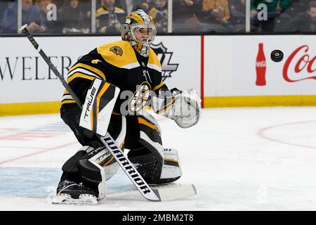 Boston Bruins goaltender Jeremy Swayman during the third period of an ...