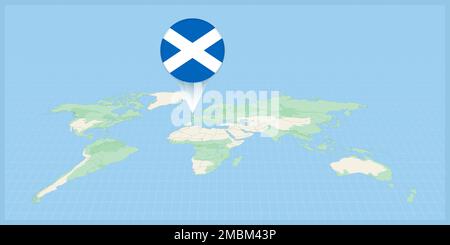 Map illustration of Scotland with the flag. Cartographic illustration ...