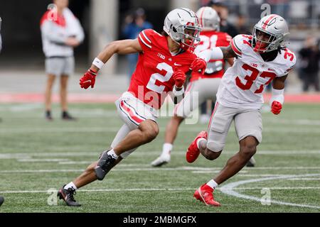 Ohio State defensive back Kye Stokes plays in an NCAA college spring ...