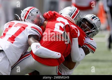 Ohio State defensive back Kye Stokes plays in an NCAA college spring ...