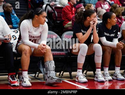 Stanford guard Talana Lepolo, left, gets around Vanguard guard Lauren ...