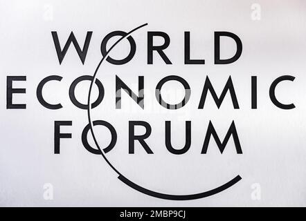 World Economic Forum logo seen in Davos, Switzerland. (Photo by ...