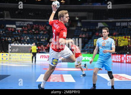 Johan Hansen (Denmark) against Netherlands. EHF Euro 2022. Main Round ...