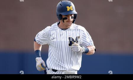 Michigan's Ted Burton plays during an NCAA baseball game on Saturday ...